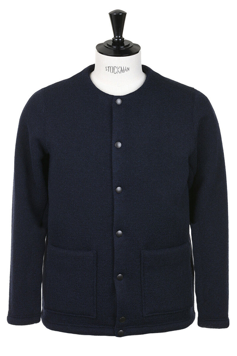 Jackman Wool Collarless Jacket - Dark Navy | Kafka Mercantile